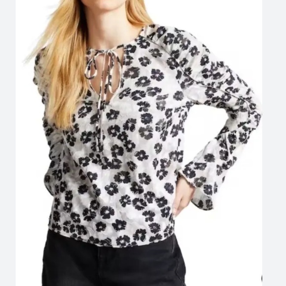 Ted Baker | Tops | Ted Baker Tairius Black And White Floral Blouse L | Poshmark
